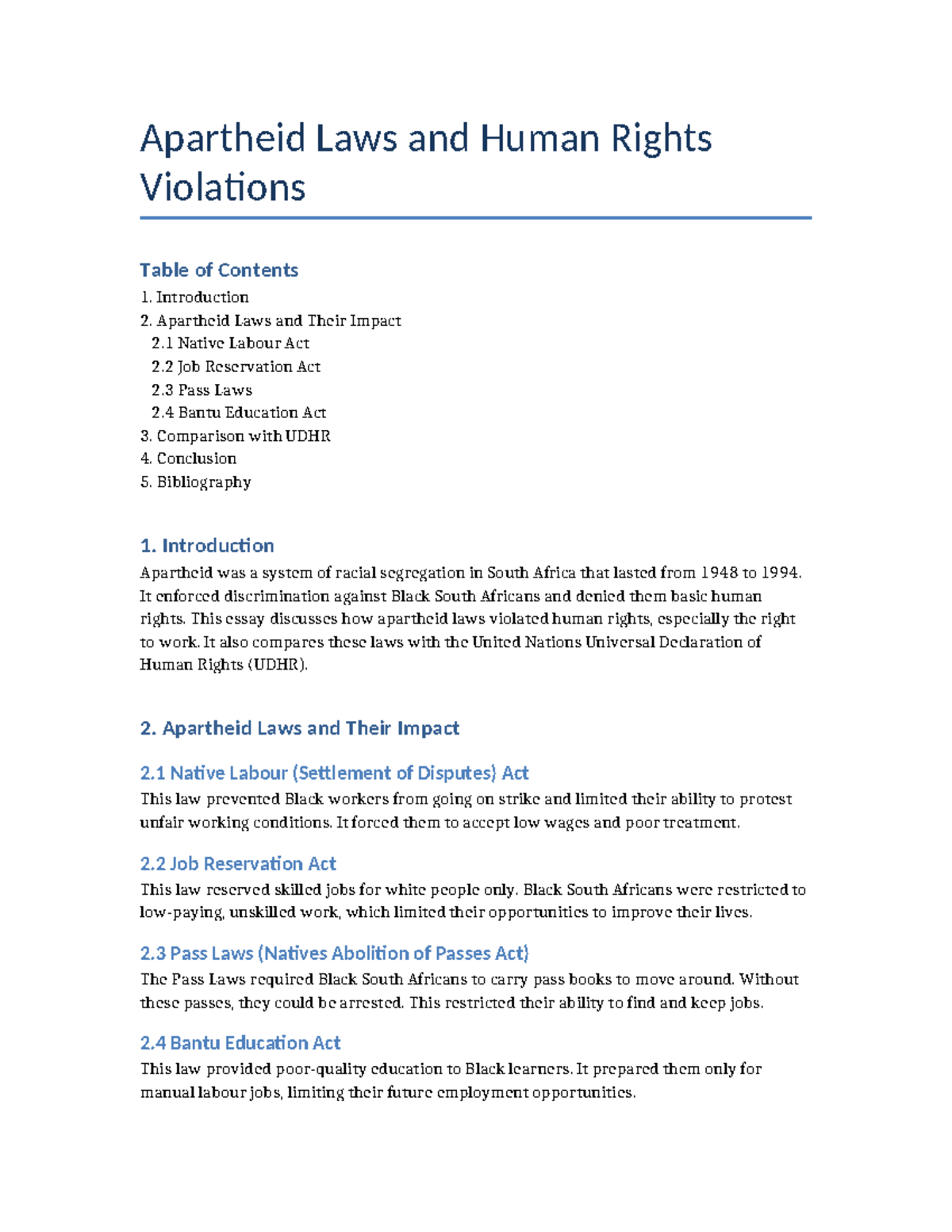 Apartheid Laws And Human Rights Violations Essay Studocu