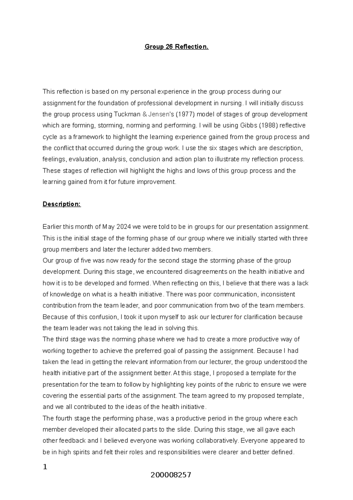Reflection Essay: Group Process Experience for Nursing PD Finals - Studocu
