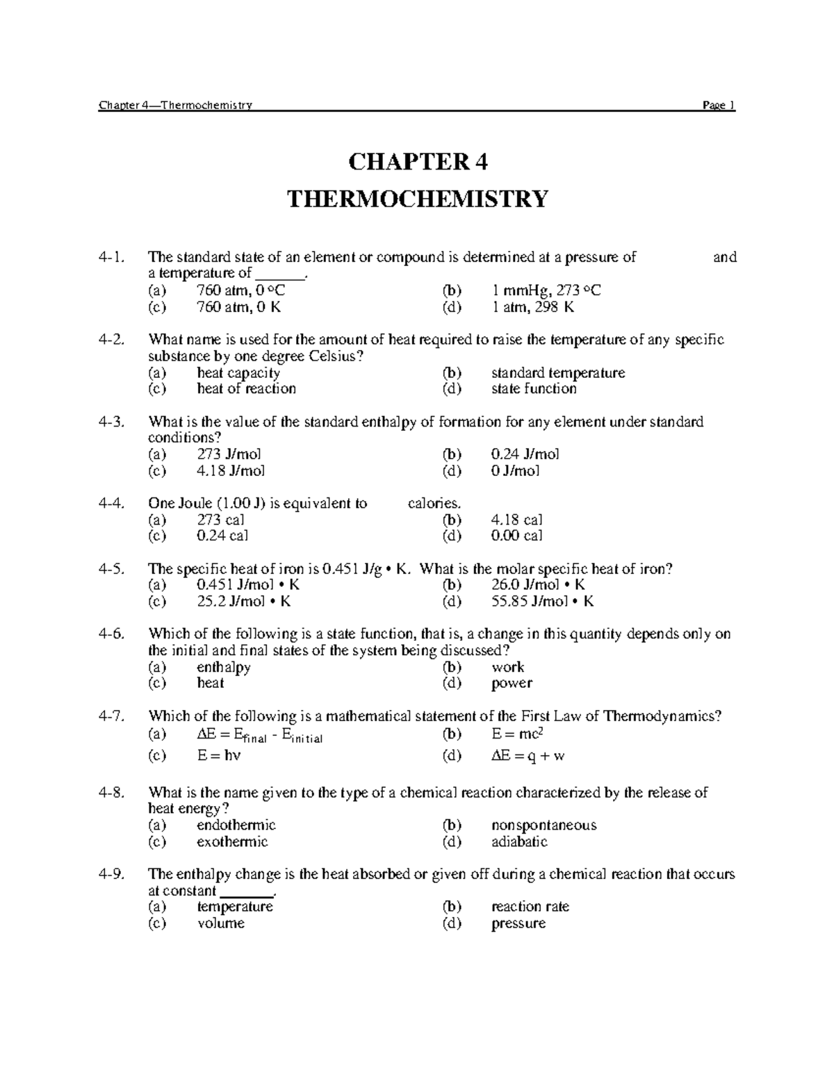 Chapter 4: Thermochemistry Study Guide and Key Concepts - Studocu