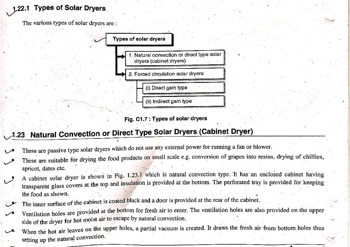 Solar Dryers 244 - 1.22 Types of Solar Dryers The various types of ...