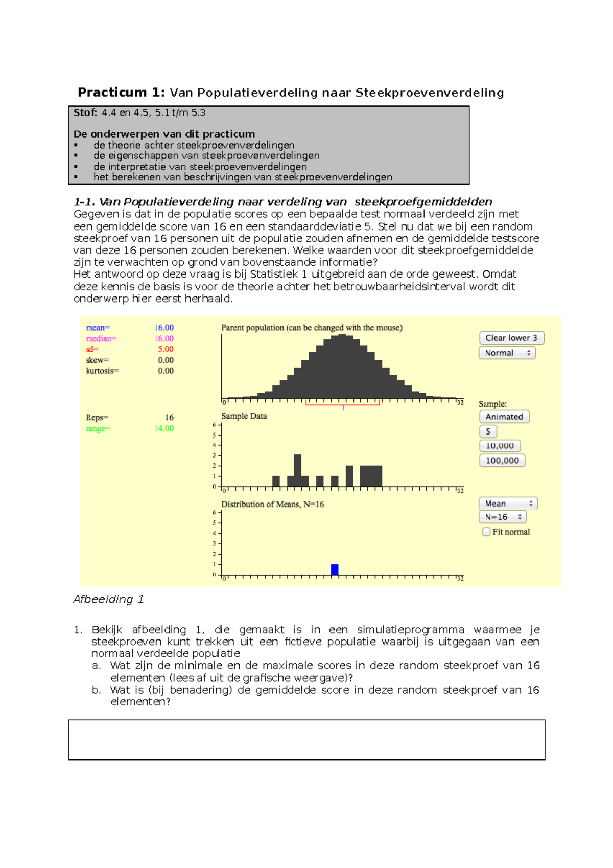 Practicum week 1 - Practicum 1: Van Populatieverdeling naar ...