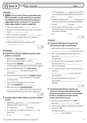 Brainy kl8 Unit Test 3 B - test - UNIT 3 Test B 1 Listening 1 3 ...