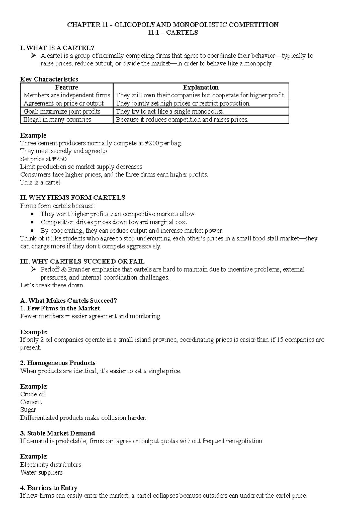 CHAPTER 11: OLIGOPOLY & MONOPOLISTIC COMPETITION REVIEWER FOR MAN ECON ...