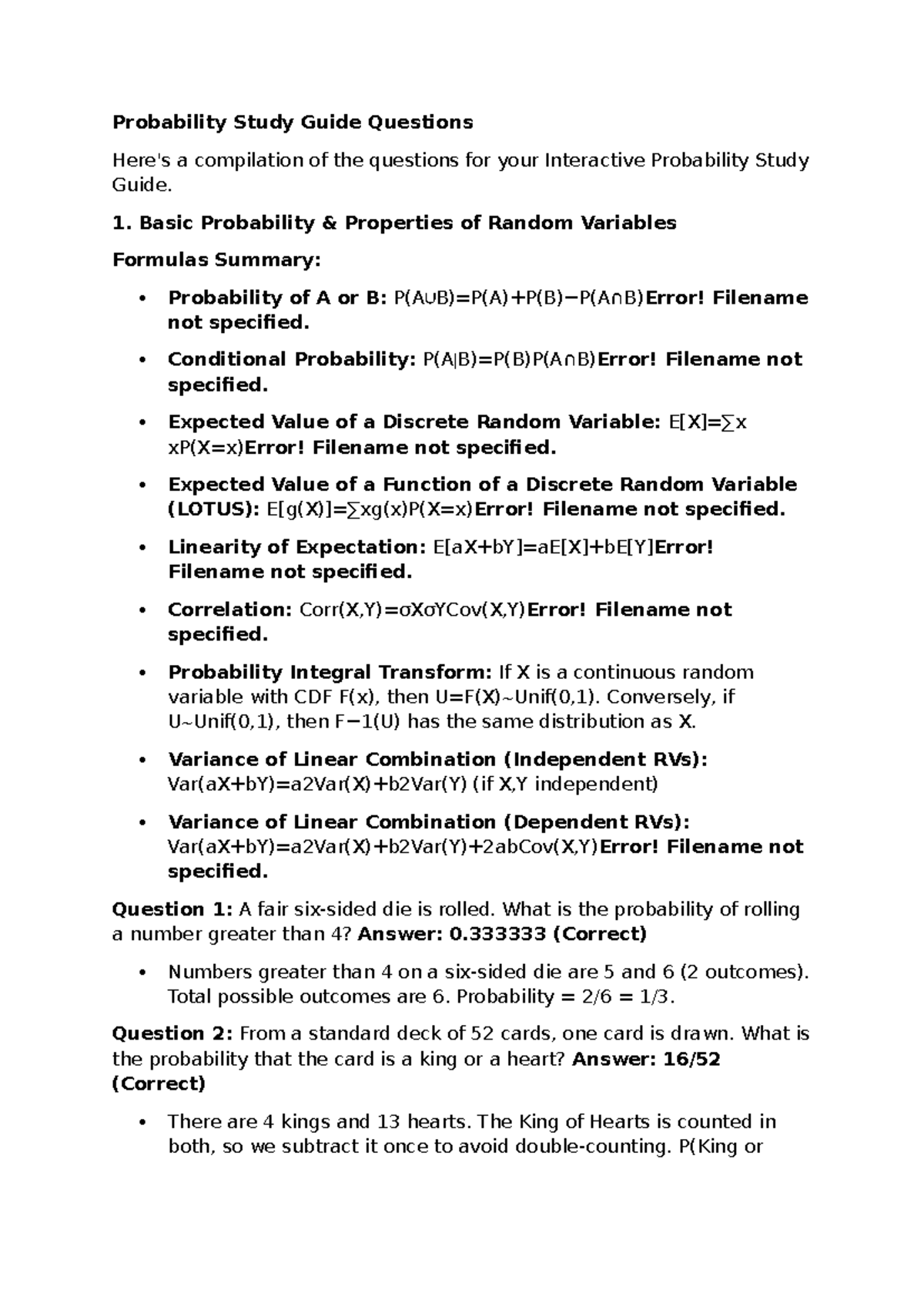 Probability Study Guide Questions (Course Code: PSY 101) - Studocu