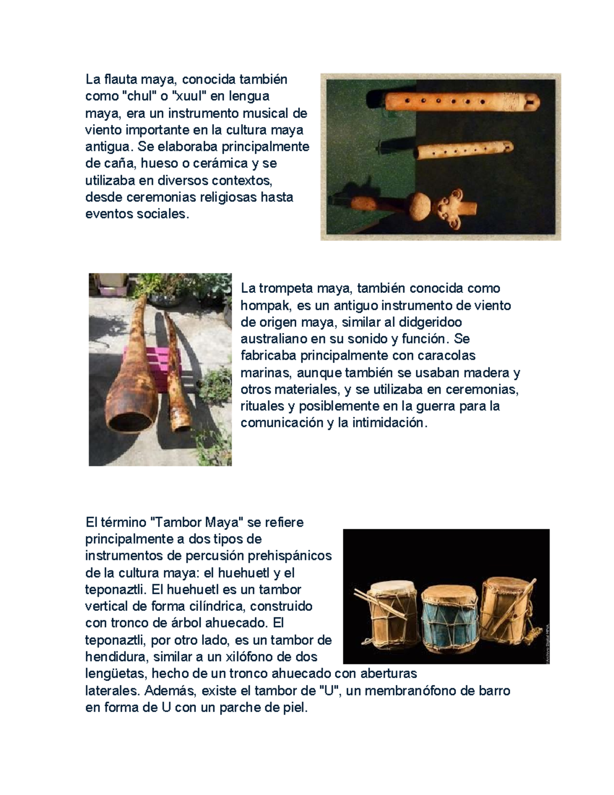Instrumentos Musicales de la Cultura Maya: La Flauta y Más - Studocu