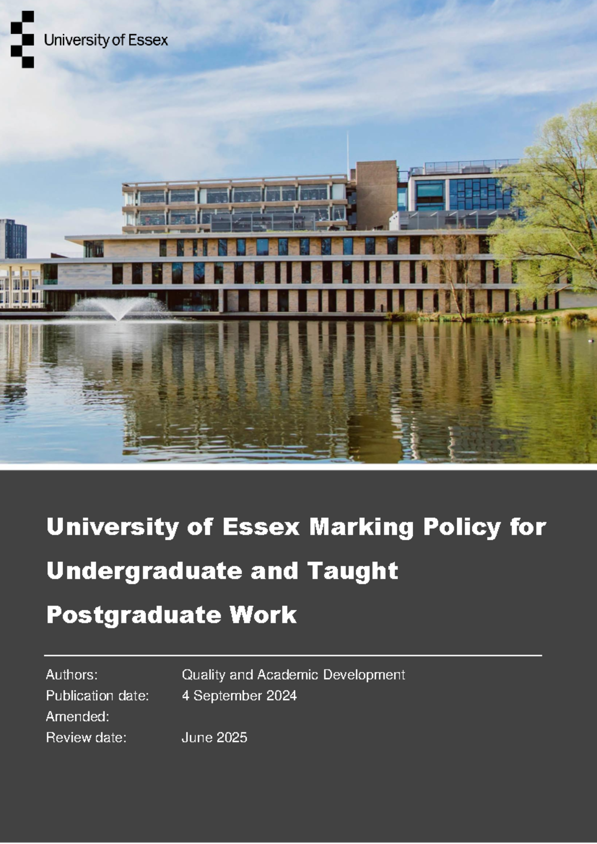 University of Essex Marking Policy 2024-2025 for Assessments - Studocu