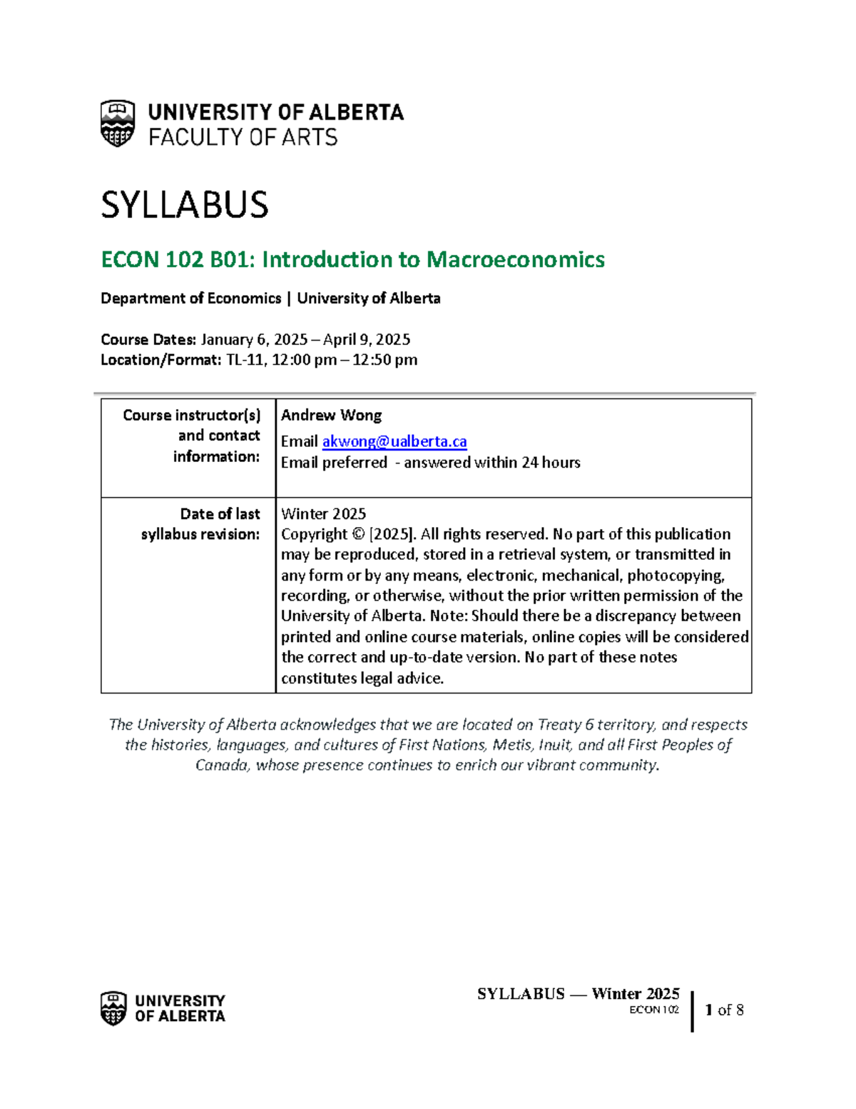 2025 Winter ECON 102 Lecture B01 - SYLLABUS — Winter 2025 ECON 102 ...