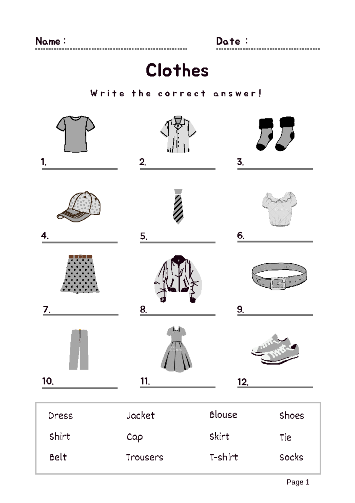 P2 Clothes - English Year 2 Crossword Puzzle Activity - Studocu