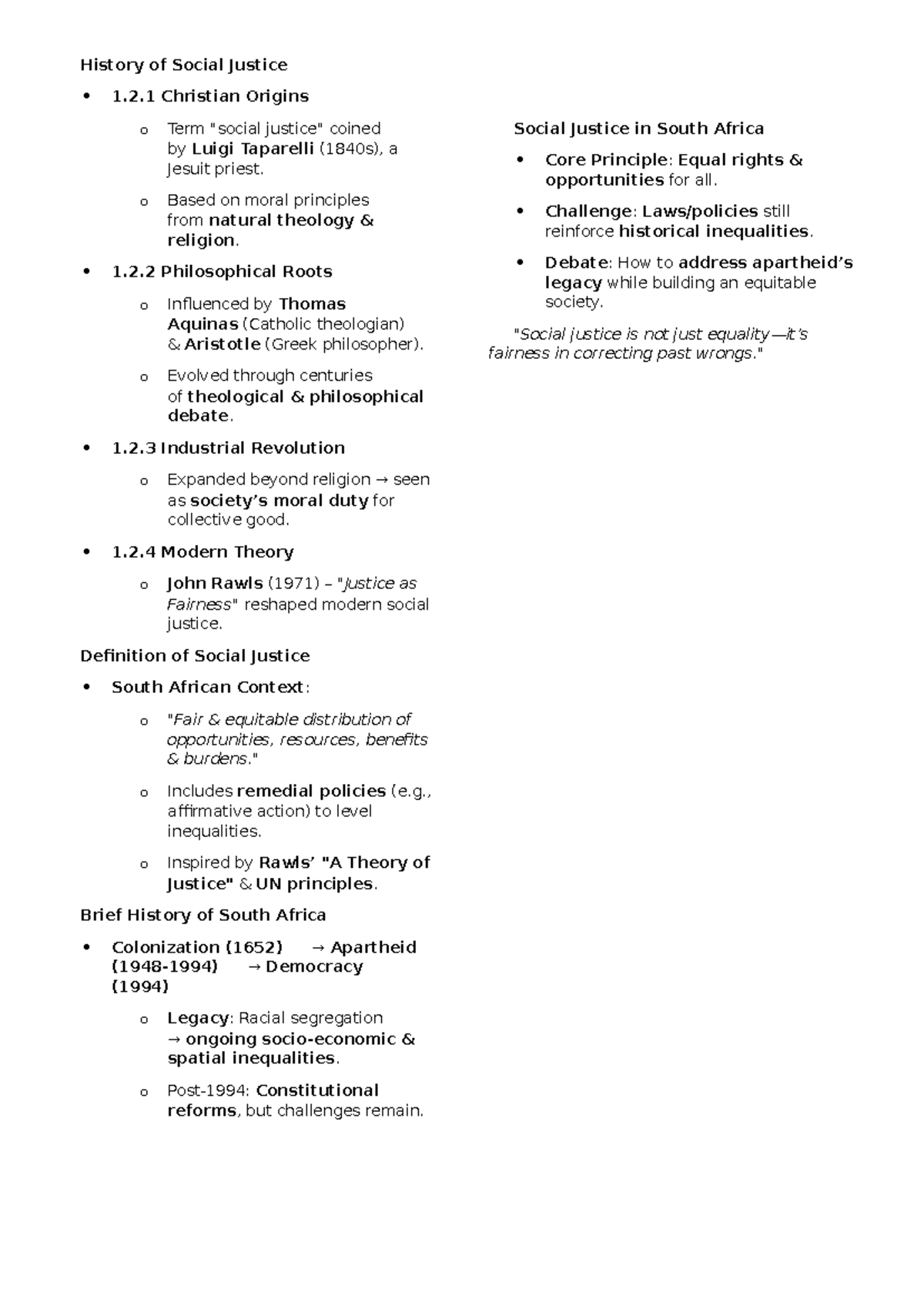 Social Justice Study Guide: Key Concepts and Historical Context - Studocu