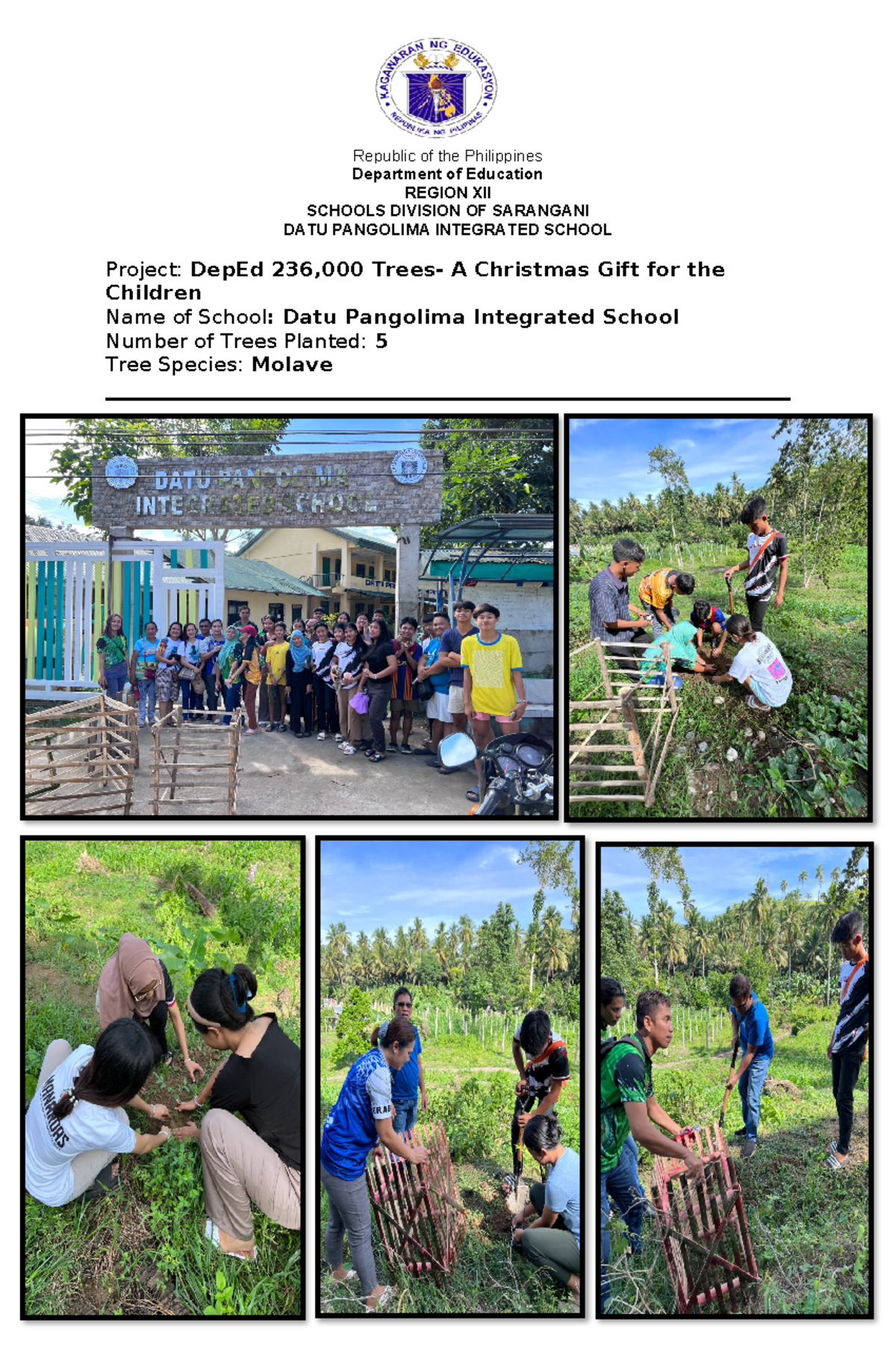 TREE Planting - Narrative report - General Biology - Republic of the ...
