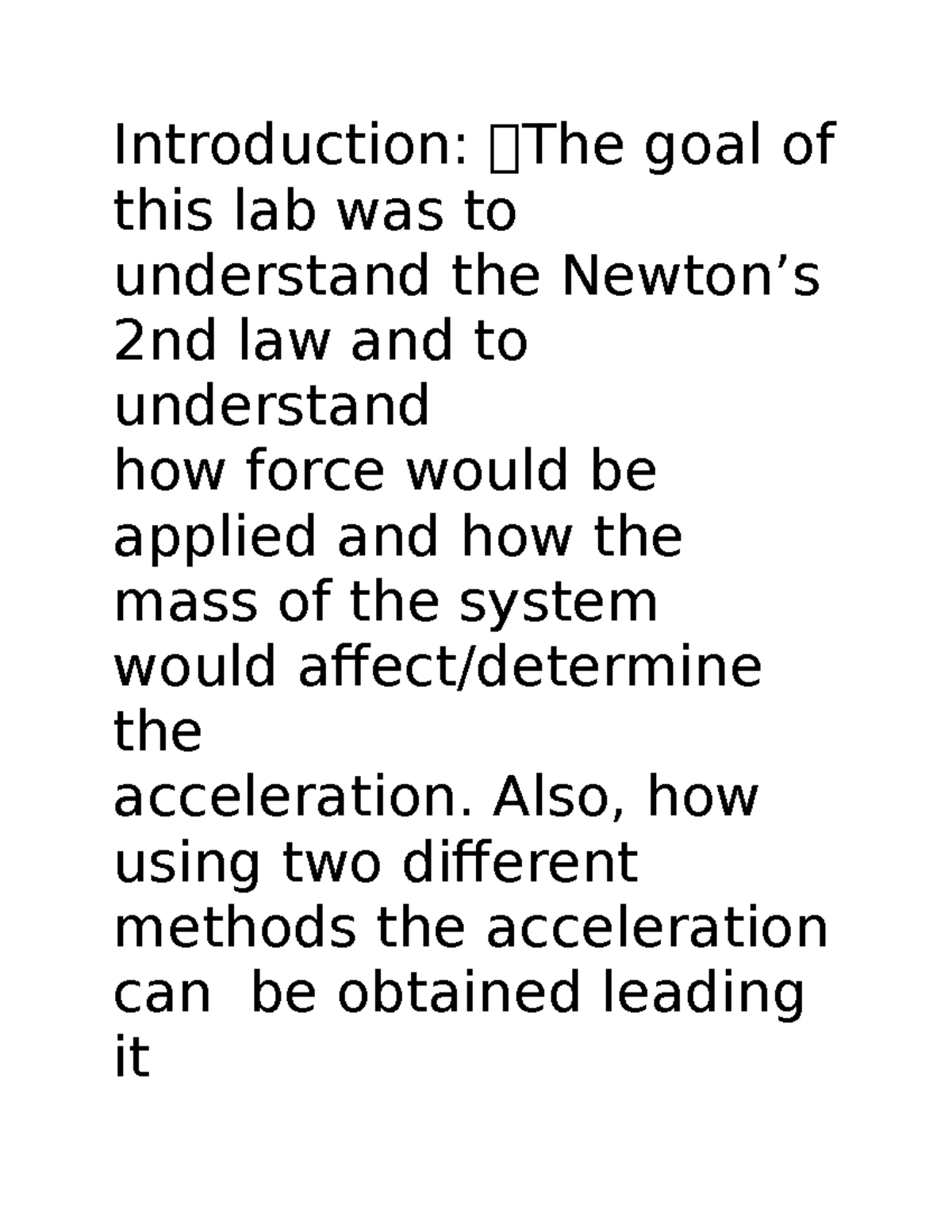 newton's 2nd law of motion lab report assignment - Physics 1 - AIUB ...