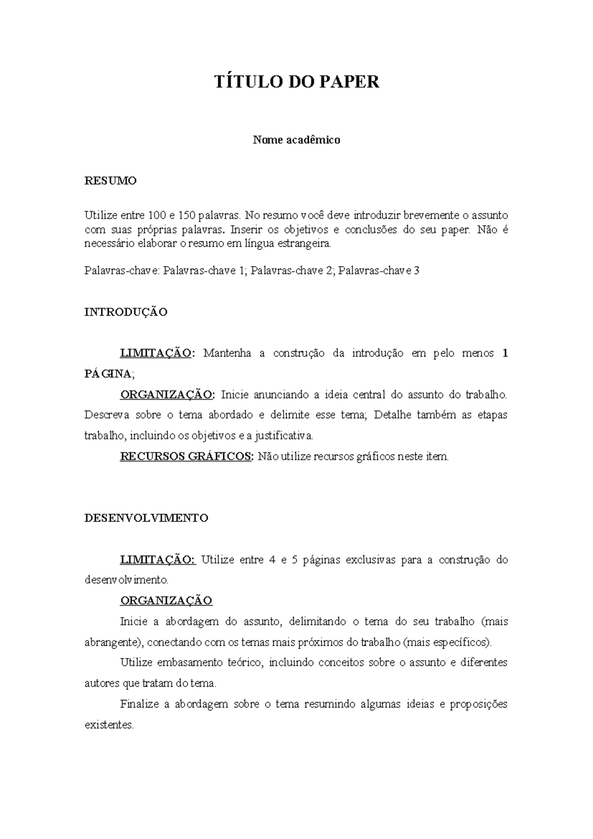 Modelo de Paper TCC - Estrutura e Diretrizes Gerais - Studocu
