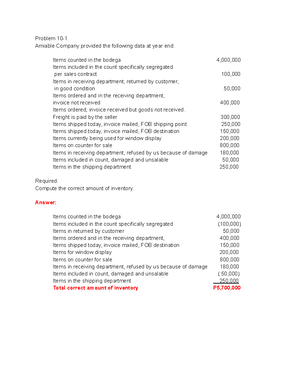 Inventory-Sample-Problems. Sample problem with Solution. - Inventory ...