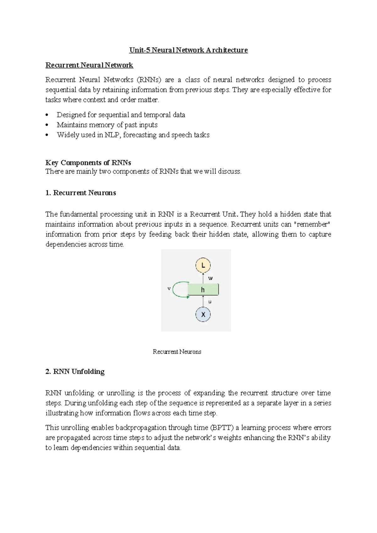 Deep Learning Unit-5: RNNs, GANs, and RBMs Overview - Studocu