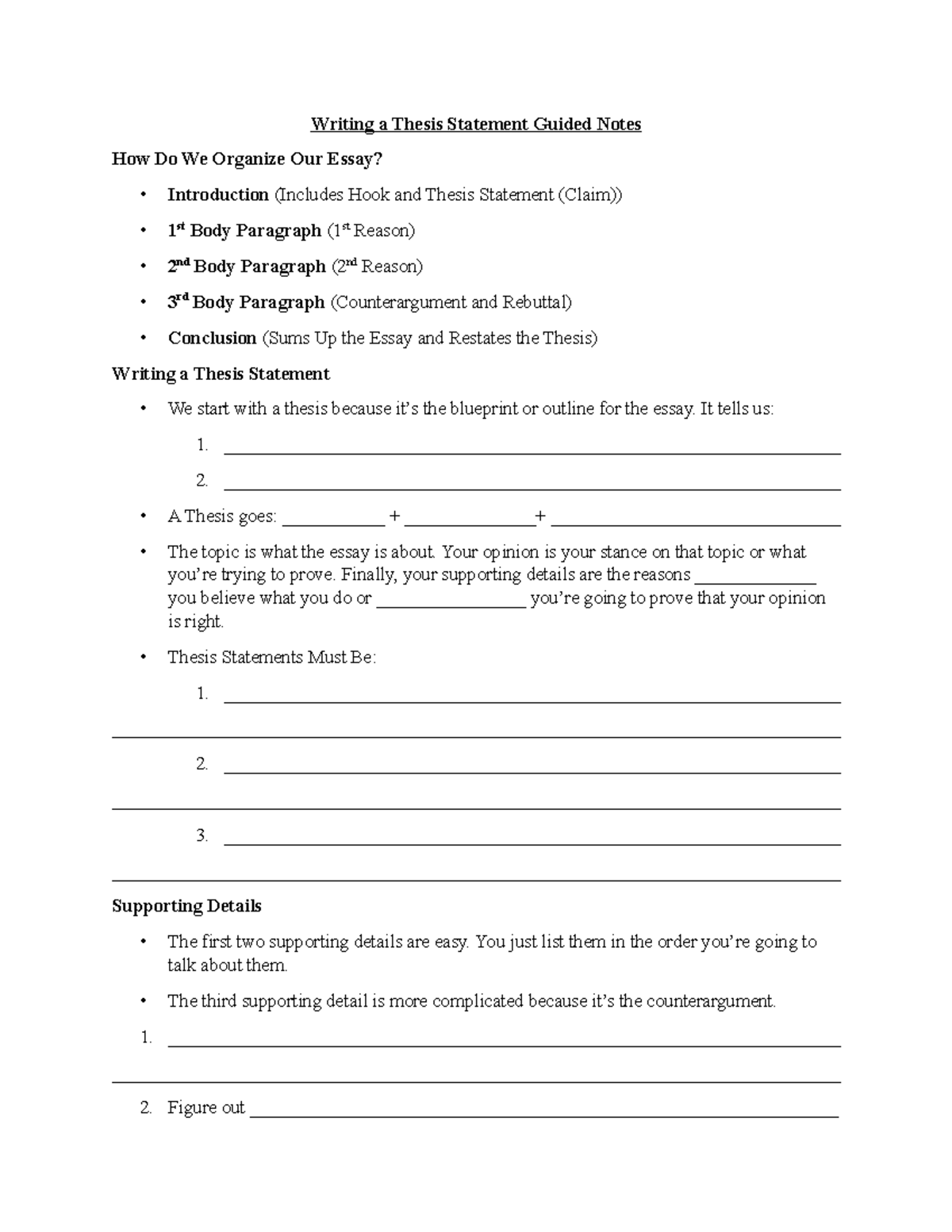 Writing a Thesis Statement: Structured Essay Organization Guide ...