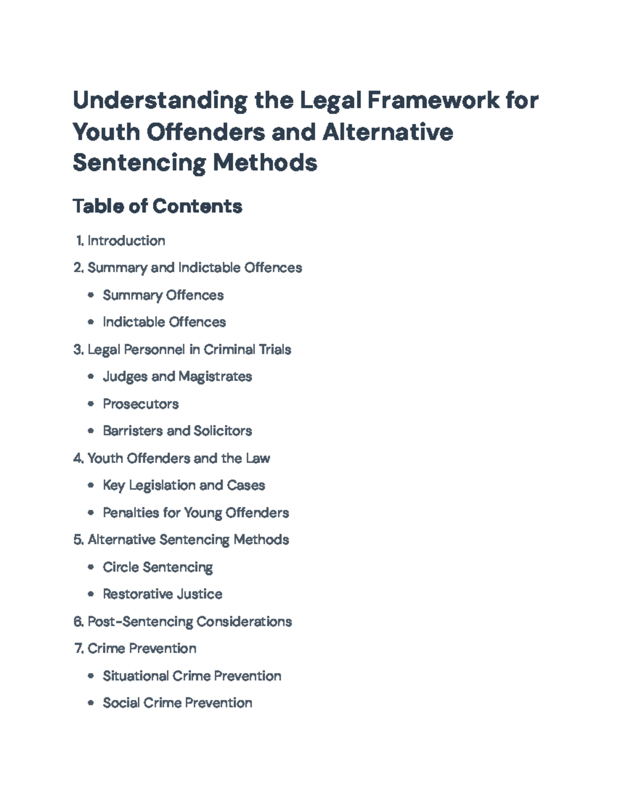 Understanding the Legal Framework for Youth Offenders & Sentencing ...