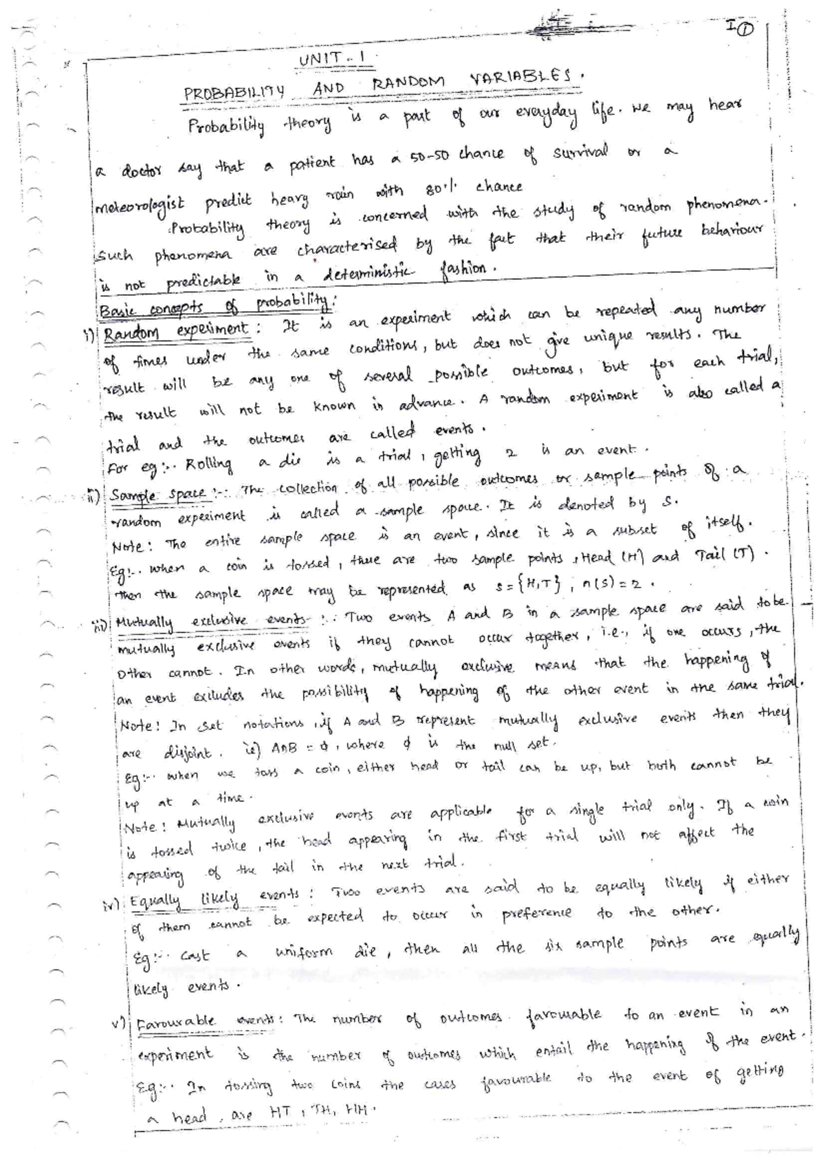 UNIT 1: Probability and Random Variables Overview - Studocu