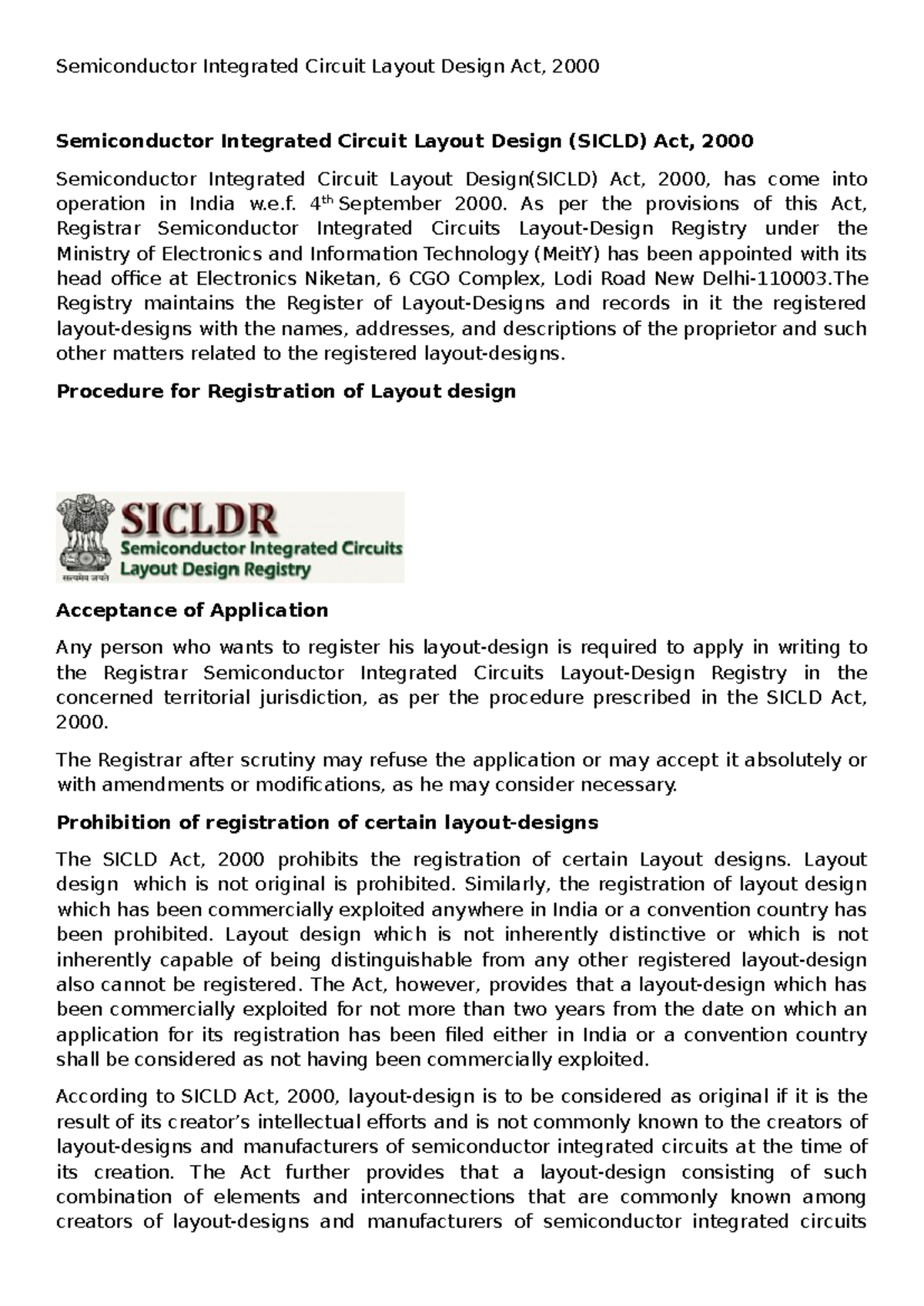 SICLD Act: Overview of Semiconductor Integrated Circuit Layout Design - Studocu