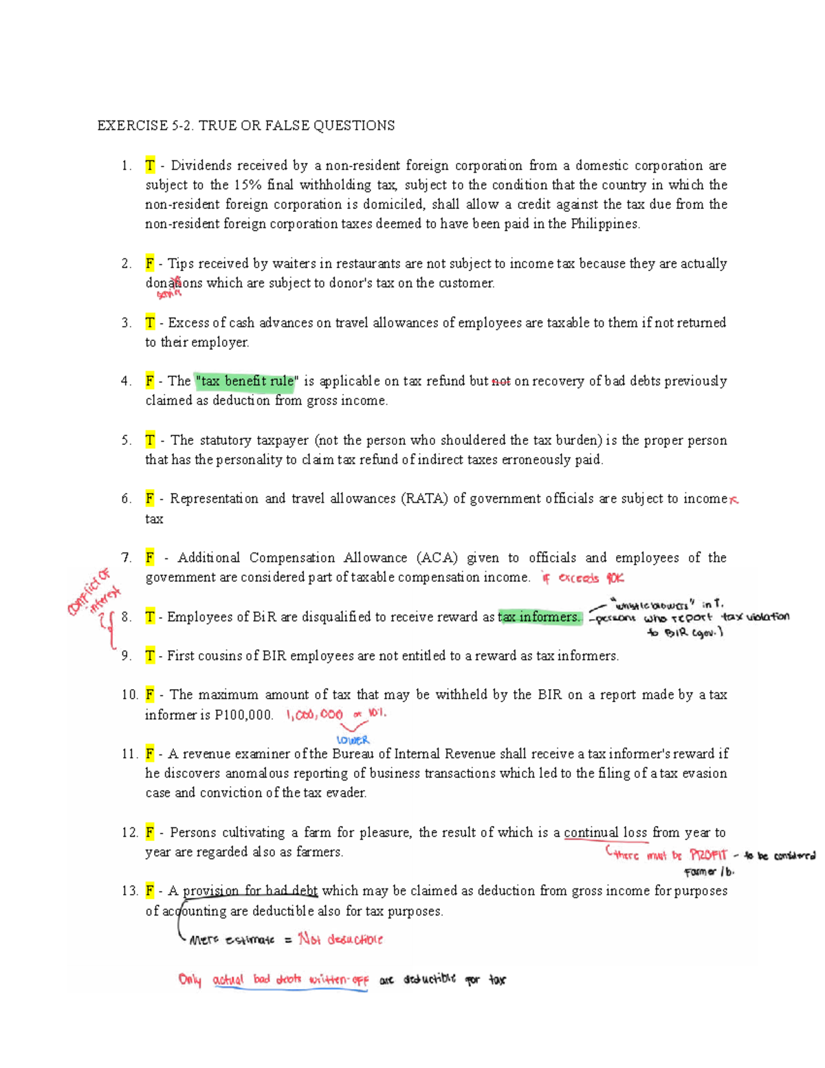 Chp 5 Exercises - True/False & Multiple Choice Questions - Studocu