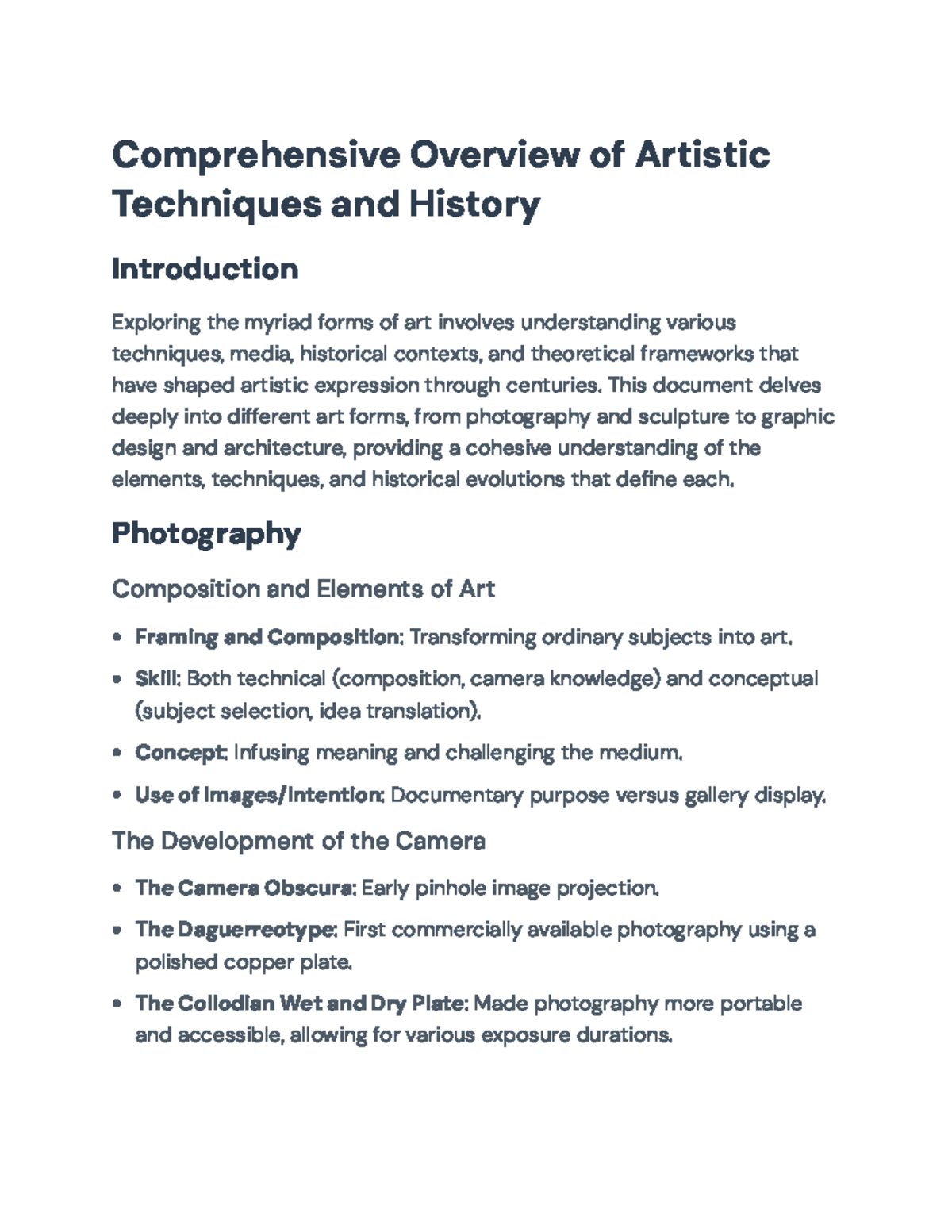 Comprehensive Overview of Artistic Techniques and History ...