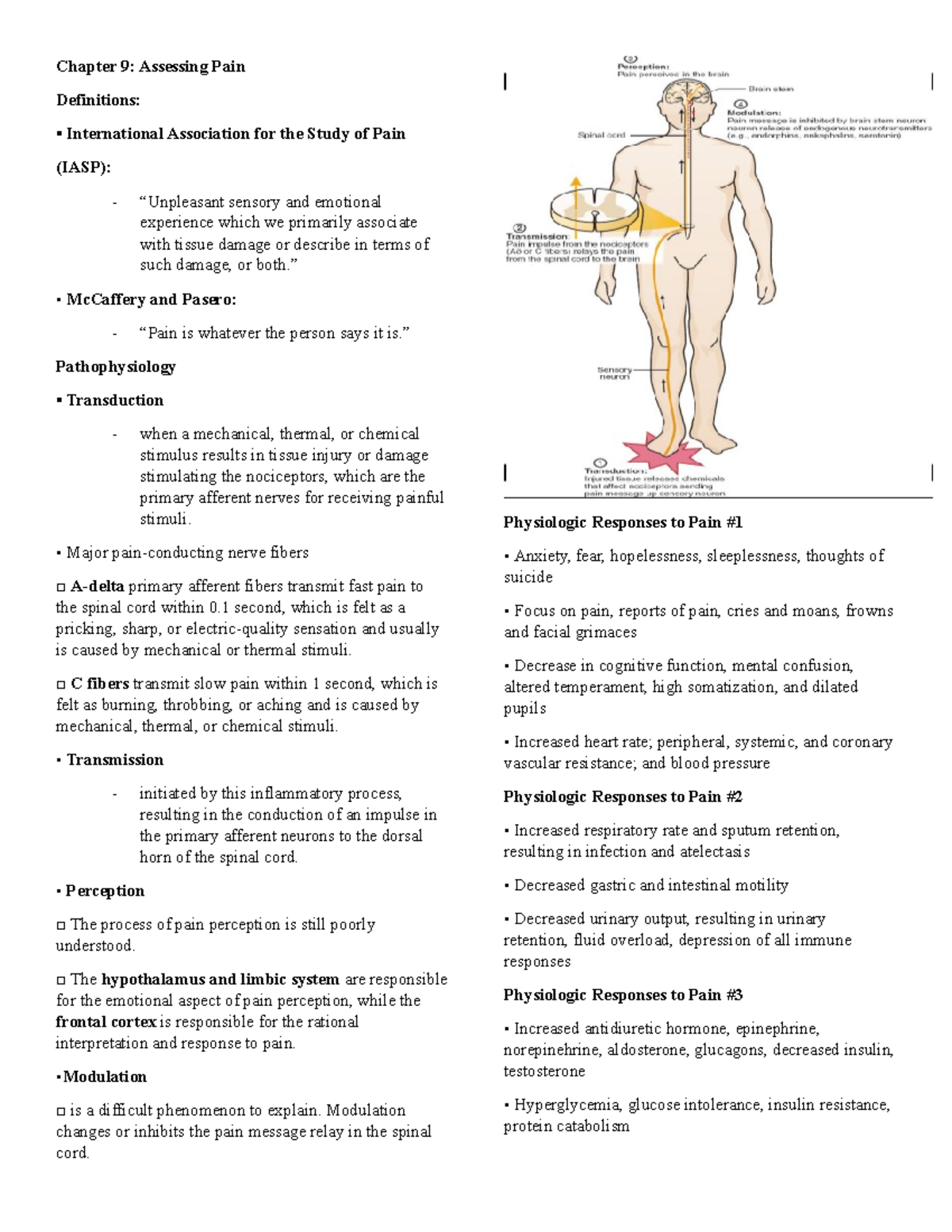 Health Assessment Chapter 9: Understanding and Assessing Pain - Studocu