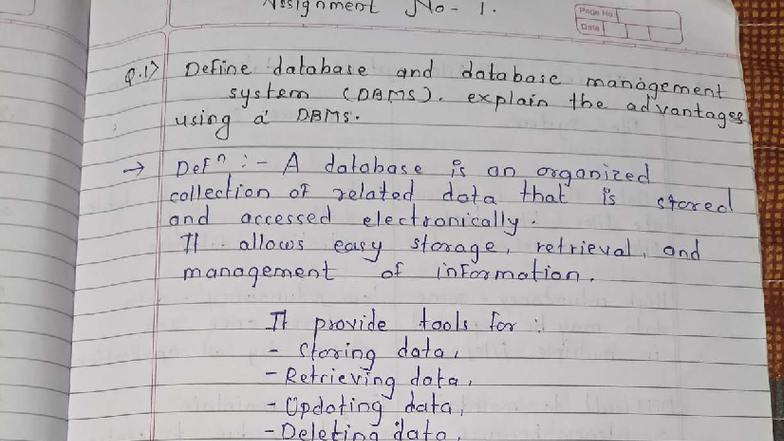 DBMS Assignment 1 & 2: Understanding Database Concepts and Models - Studocu