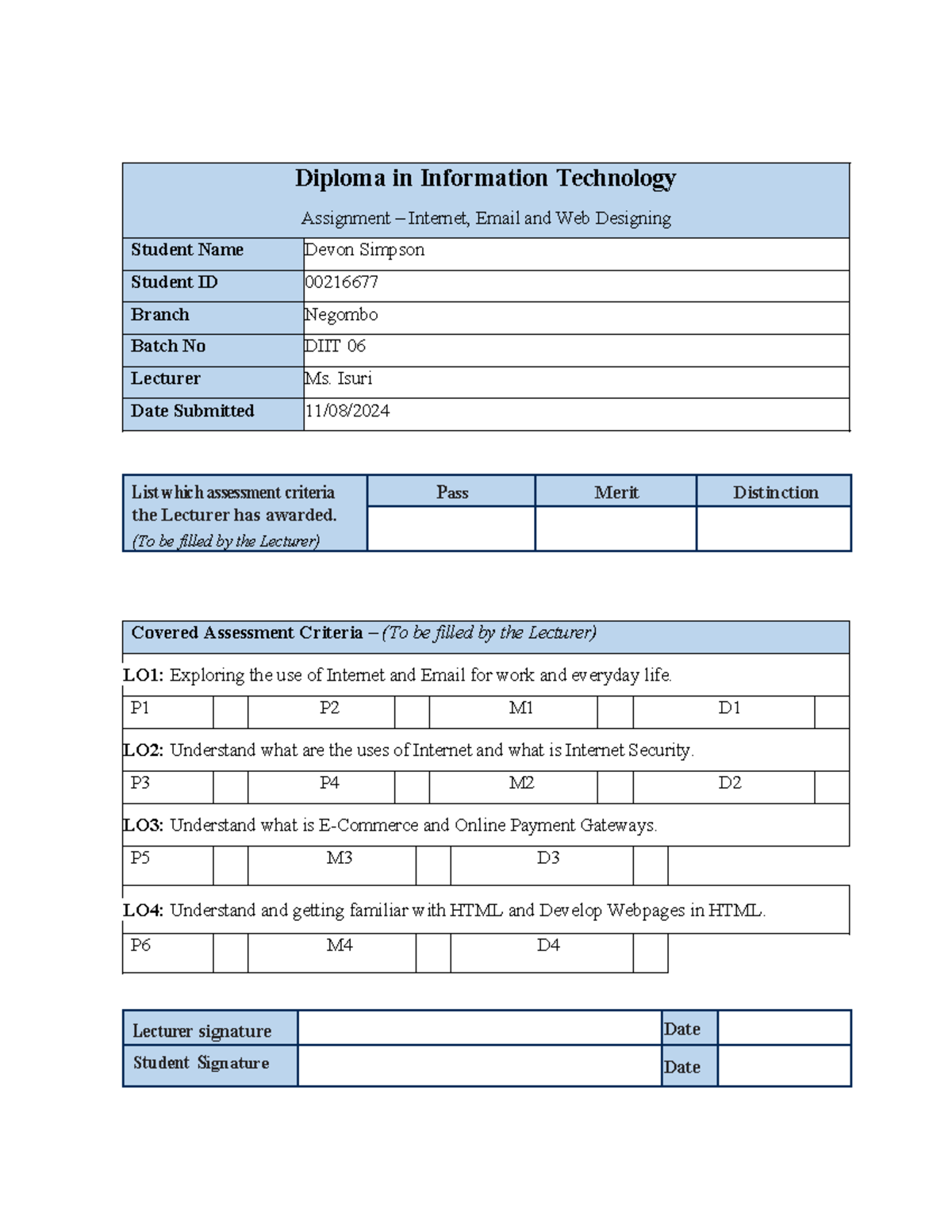 Esoft U2 IT - Unit 5 Assignment 2: Internet, Email & Web Design ...