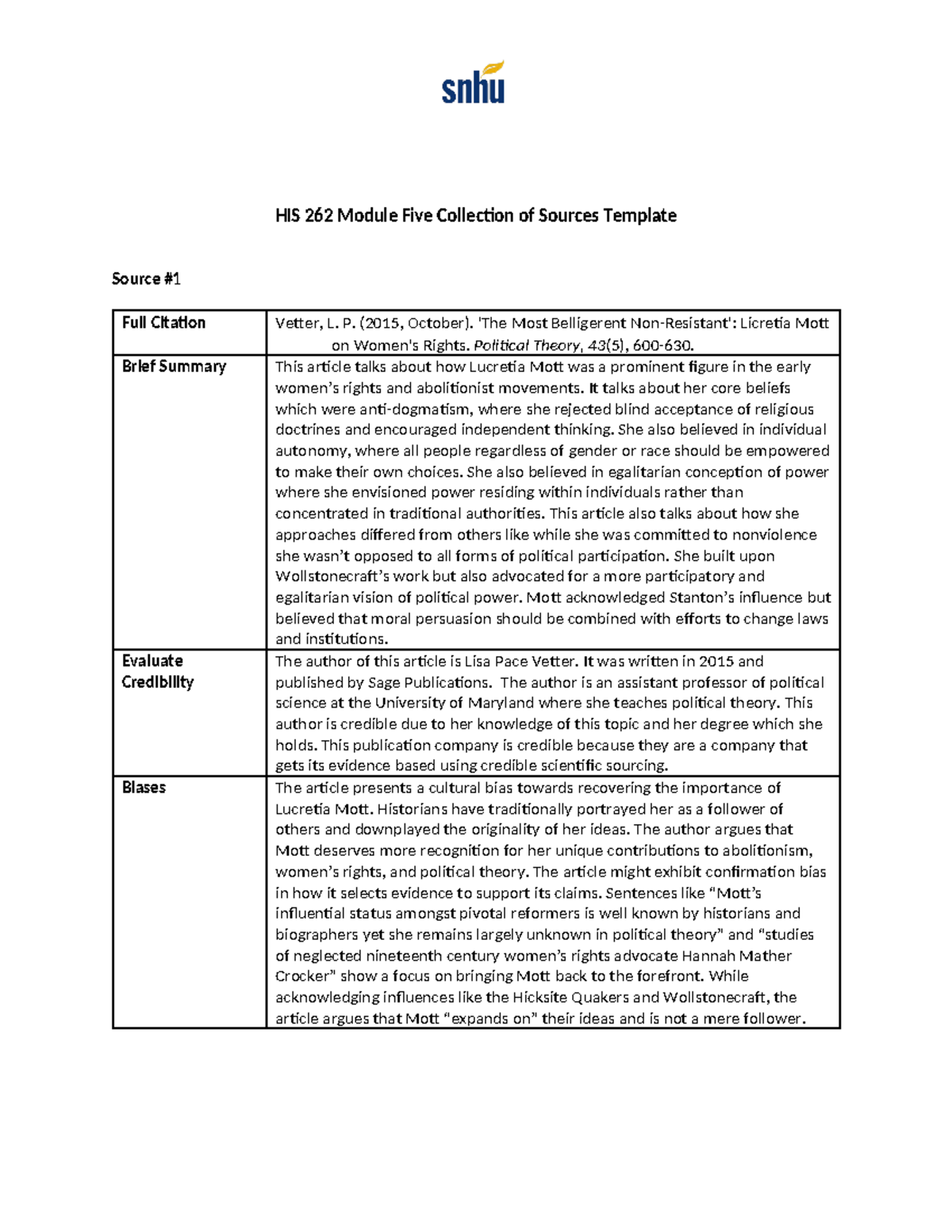HIS 262 Module Five Collection of Sources Template - P. (2015, October ...