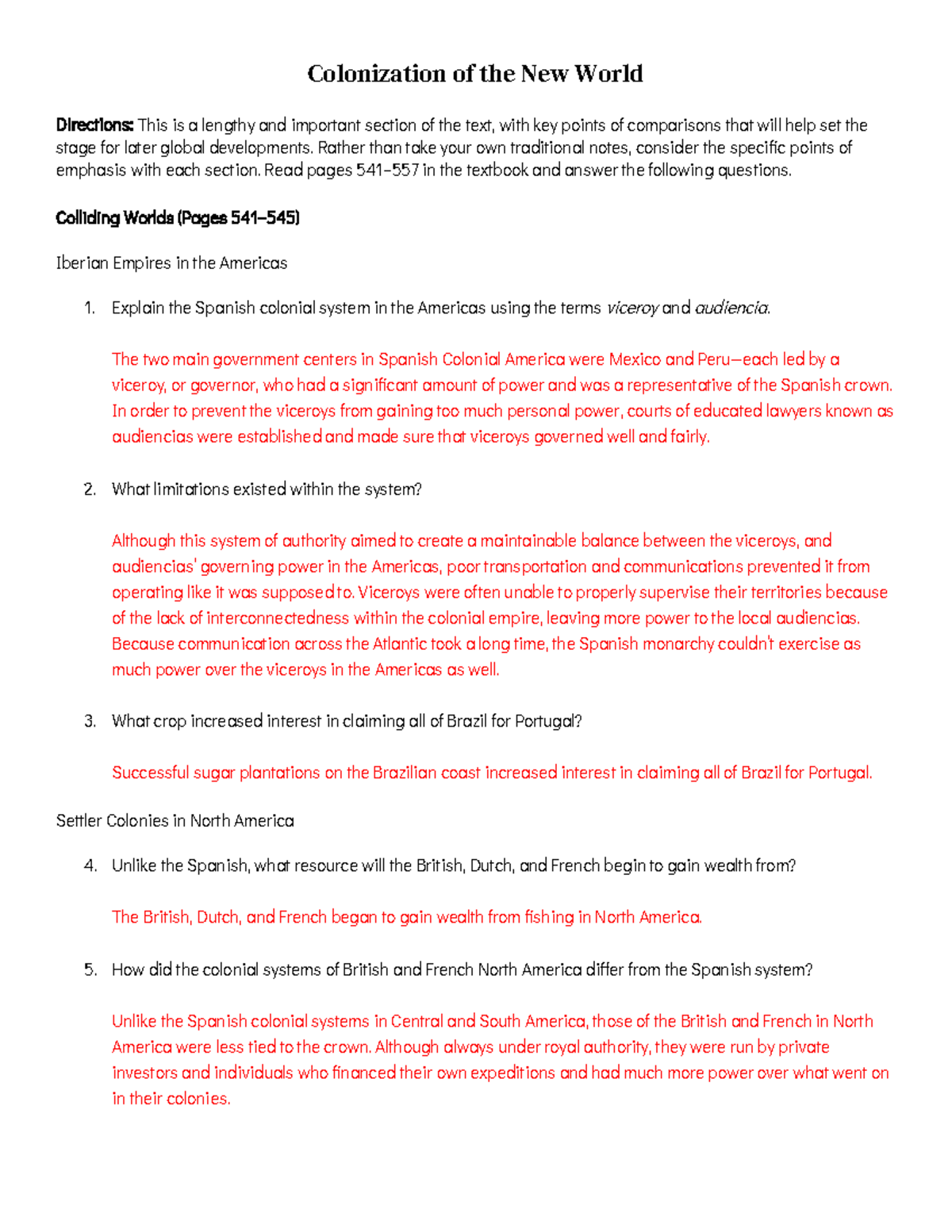 Colonization of the New World - Colonization of the New World ...