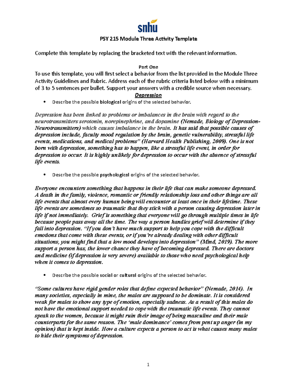 Submit PSY 215 Module Three Activity Template - PSY 215 Module Three ...