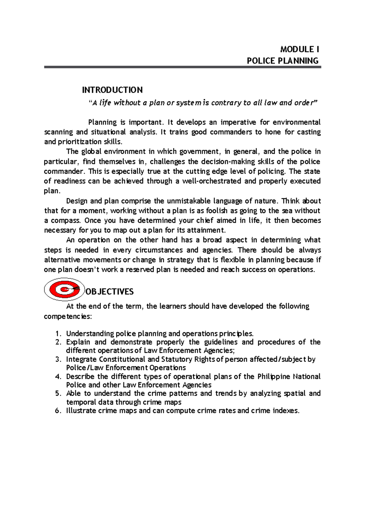 Police Planning and Operations Guidelines (Course Code: PL101) - Studocu