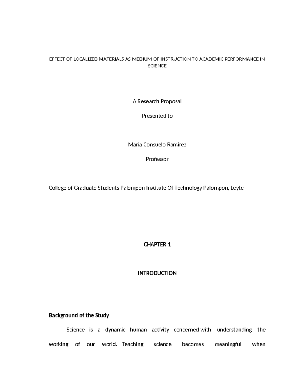 Effect of Localized Materials on Academic Performance in Science: A ...
