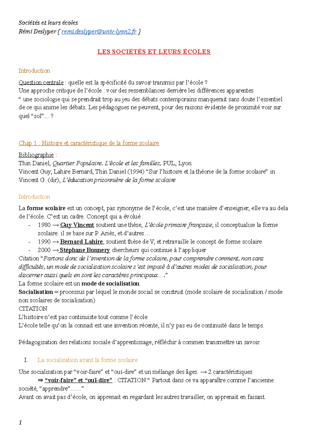 FULL - Cours complet et détaillé du 1er semestre de Science de l ...