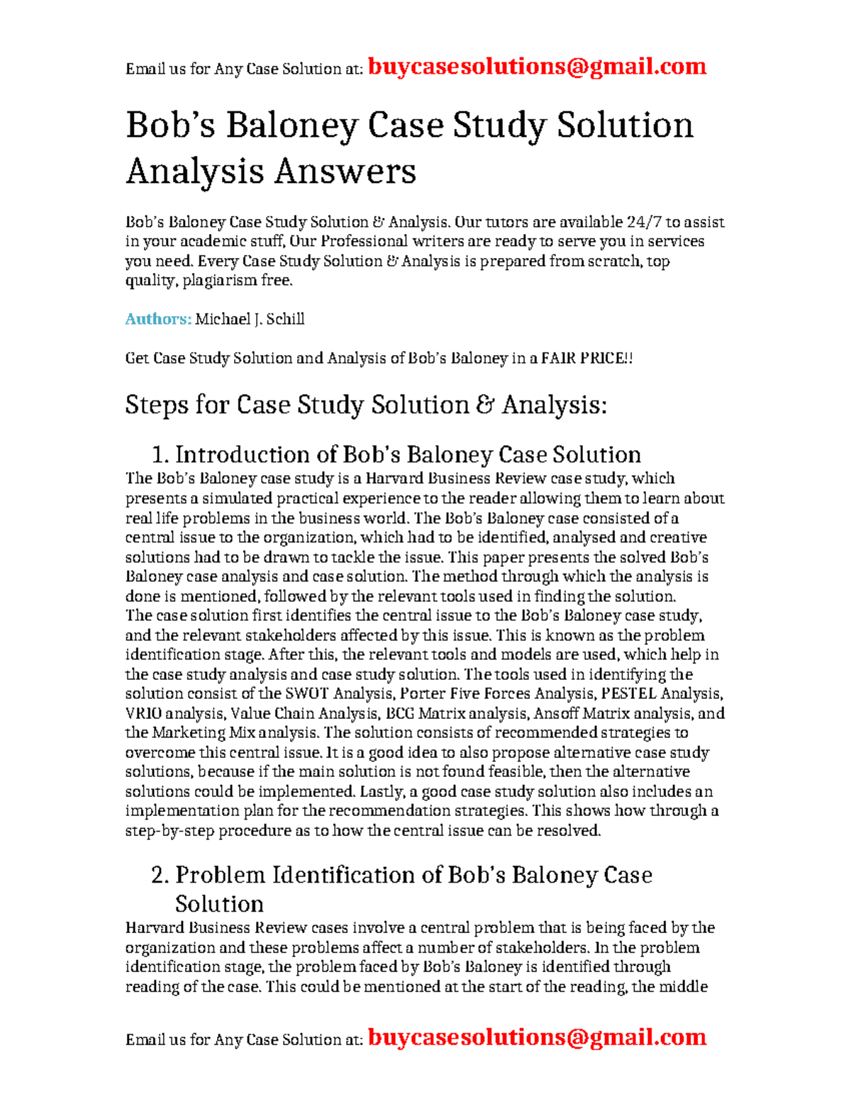 Bob’s Baloney Case Study Analysis: Comprehensive Solution Guide - Studocu