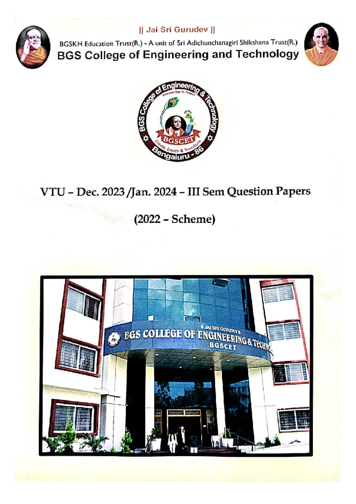 VTU Dec 2024 Sem Question Papers for BCS301, BCS302, BCS303, BCS304 ...