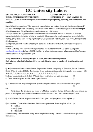 CS101: Tokens, Patterns, and Lexemes in Lexical Analysis - Studocu