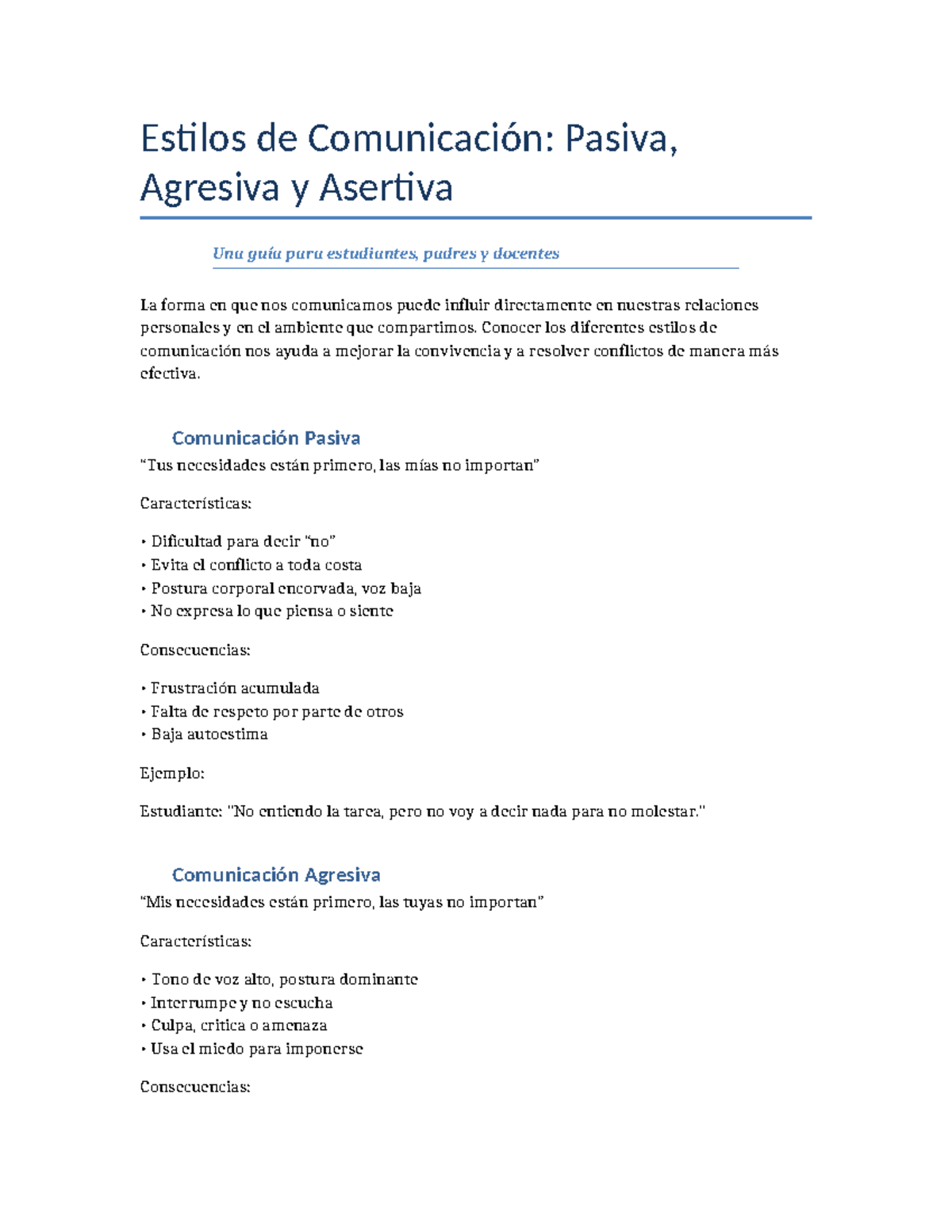 Estilos de Comunicacion Pasiva Agresiva Asertiva - Estilos de Comunicación: Pasiva, Agresiva y ...