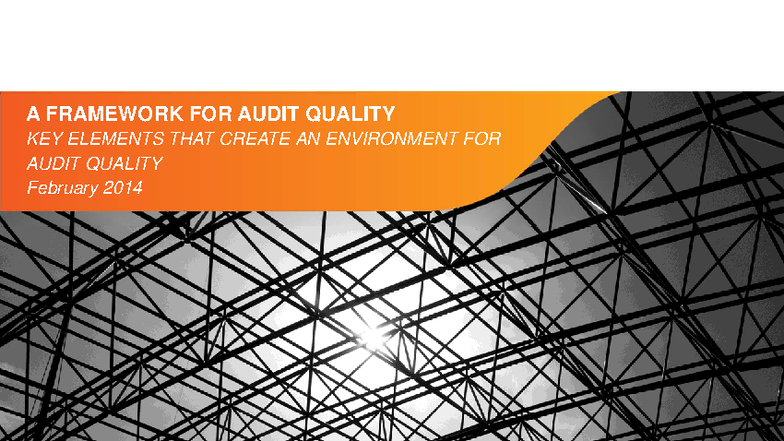 A Framework for Audit Quality: Key Elements for Success (IAASB) - Studocu