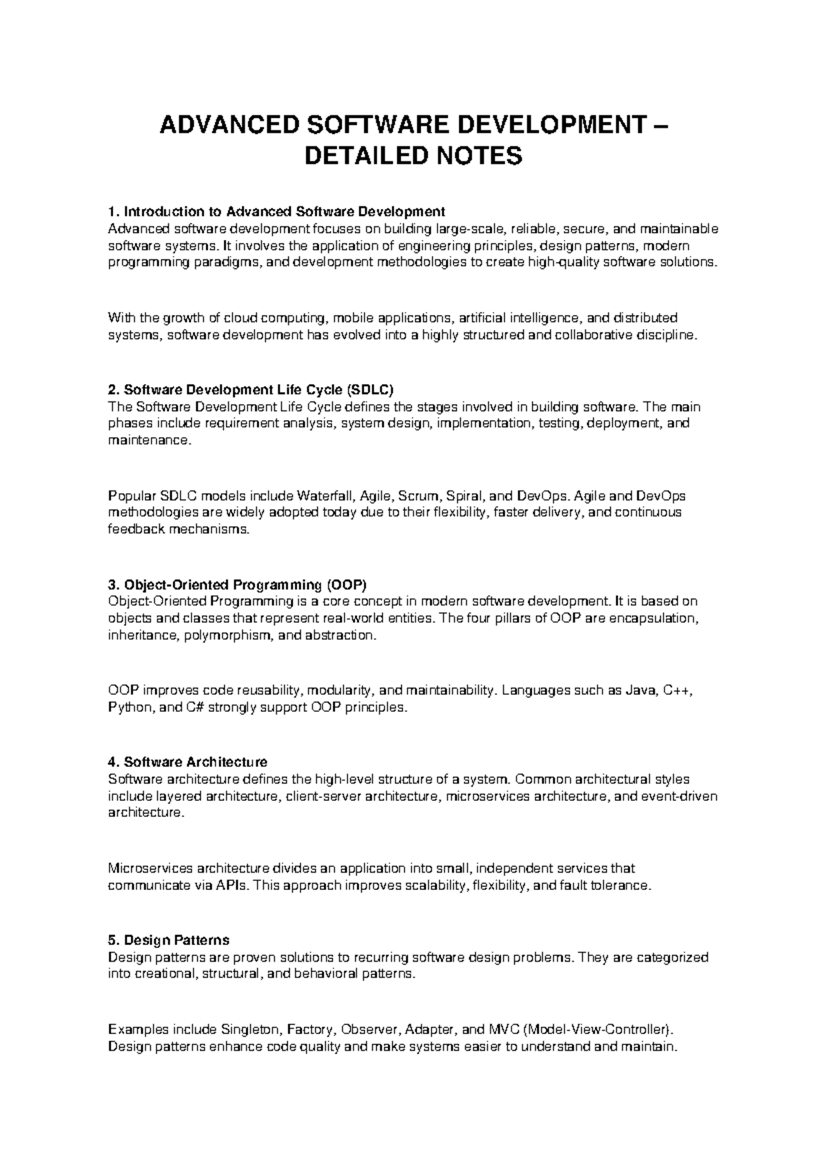ADVANCED SOFTWARE DEV (ASD) DETAILED NOTES & CONCEPTS - Studocu