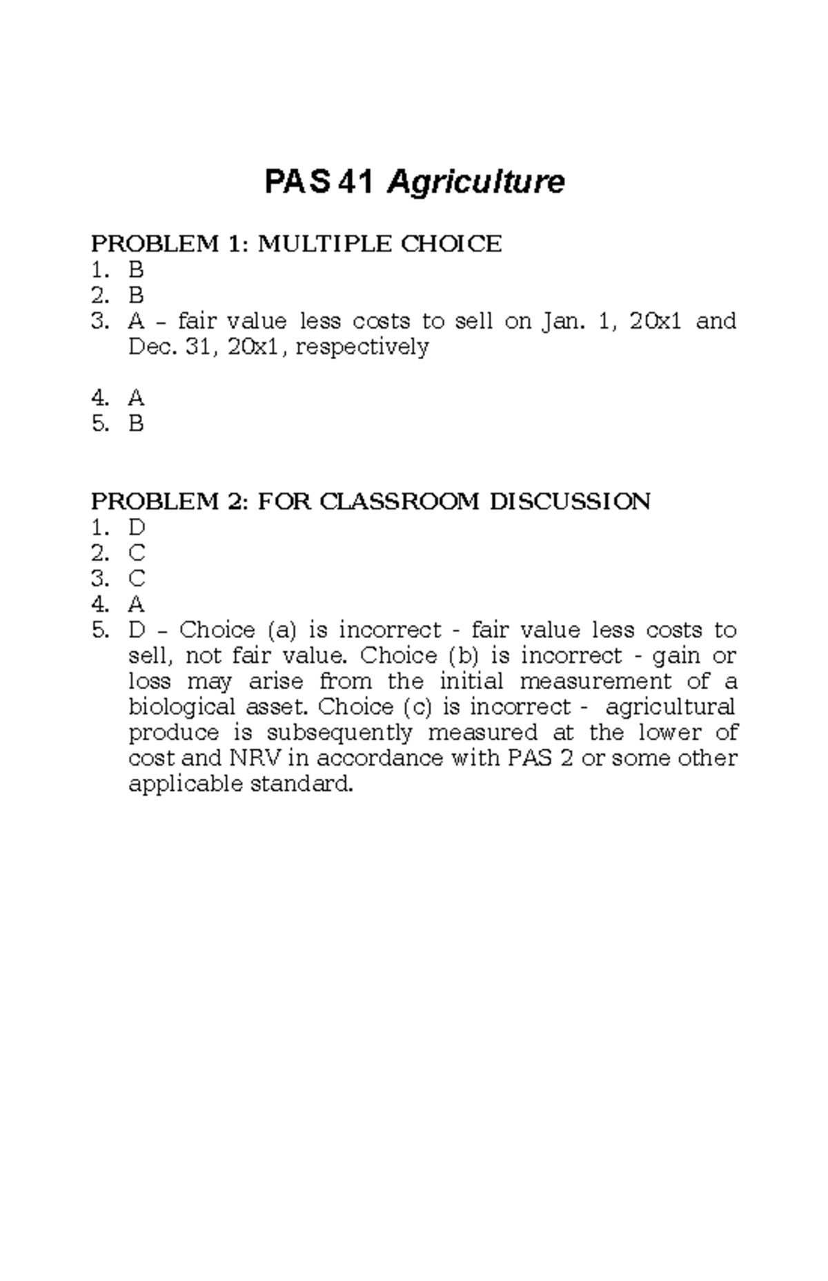 SOL-MAN PAS-41 Agriculture - PAS 41 Agriculture PROBLEM 1: MULTIPLE ...