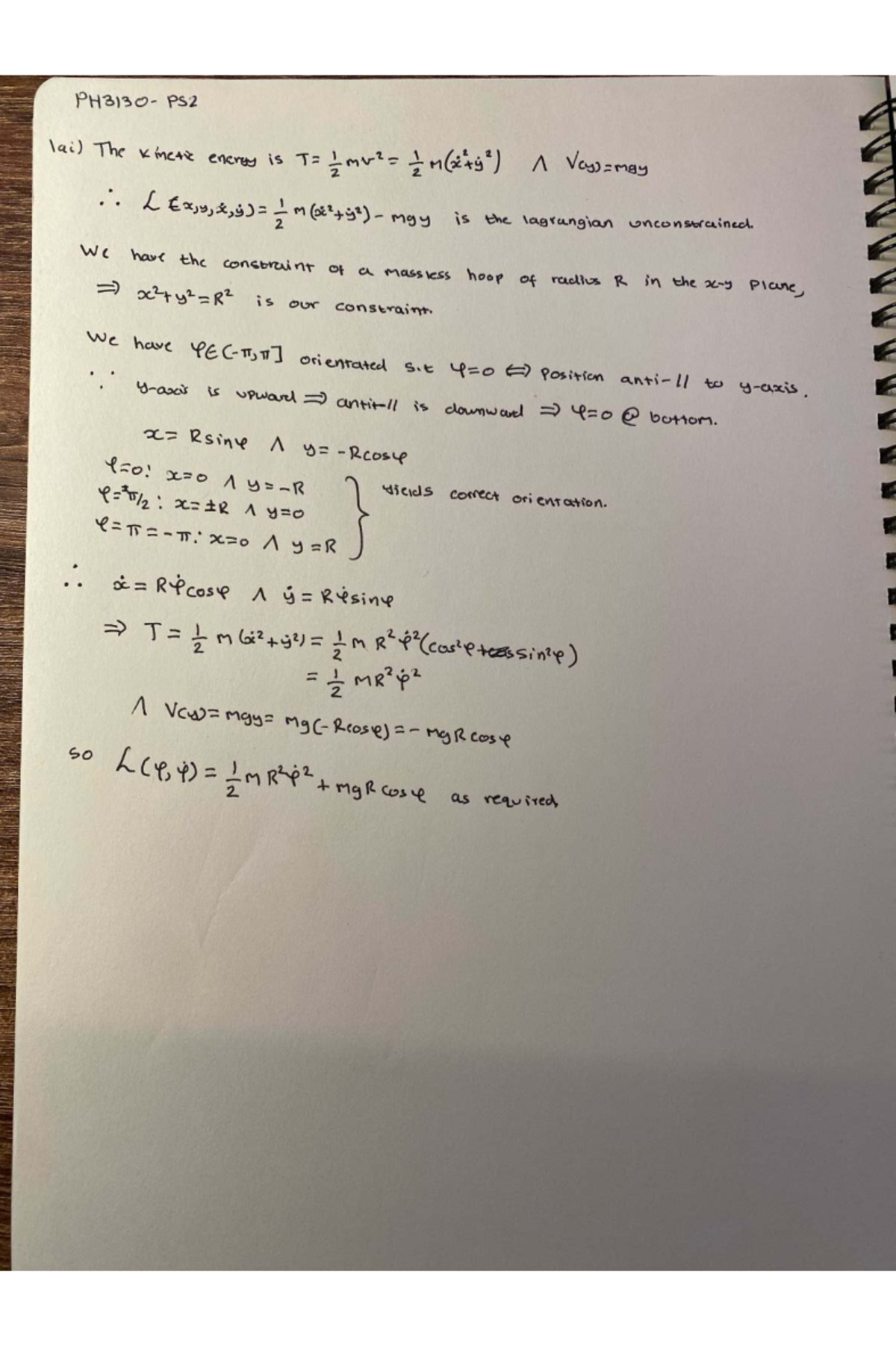 ACM PS2 - Kinetic Energy and Constraints in Classical Mechanics - Studocu