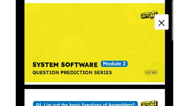LECTURE X SYSTEM SOFTWARE CST305 Module 2 Assembler Functions and Concepts - Studocu