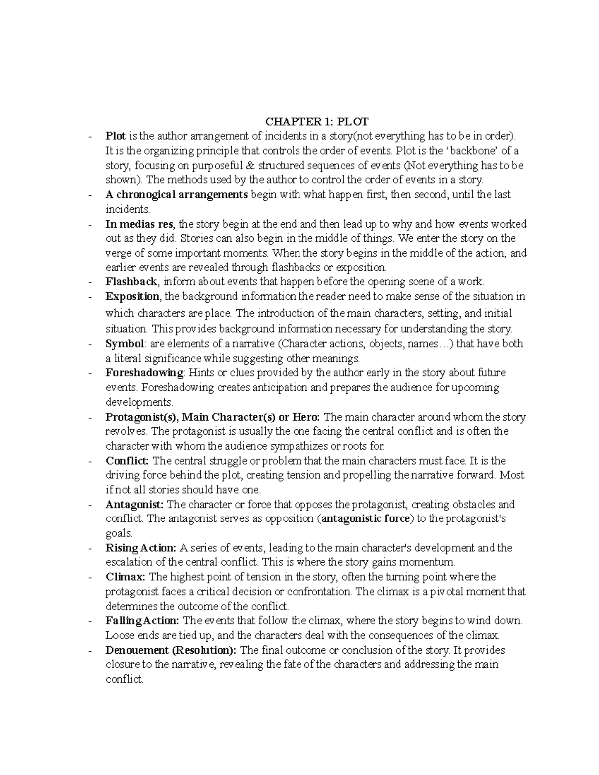 CHAPTER 1: UNDERSTANDING PLOT IN LITERATURE - Studocu
