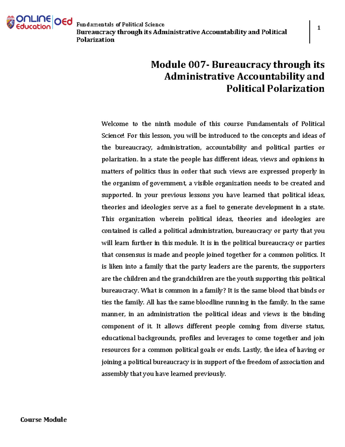 Lesson 007 - Understanding Bureaucracy, Accountability, and ...