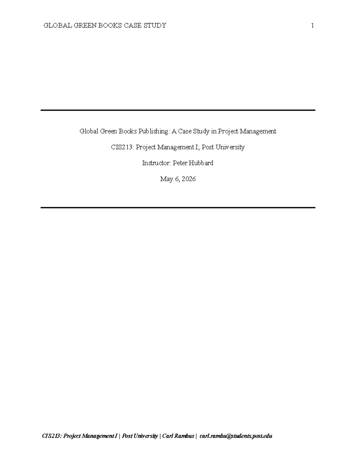 CIS213: Global Green Books Publishing Case Study in Project Management ...