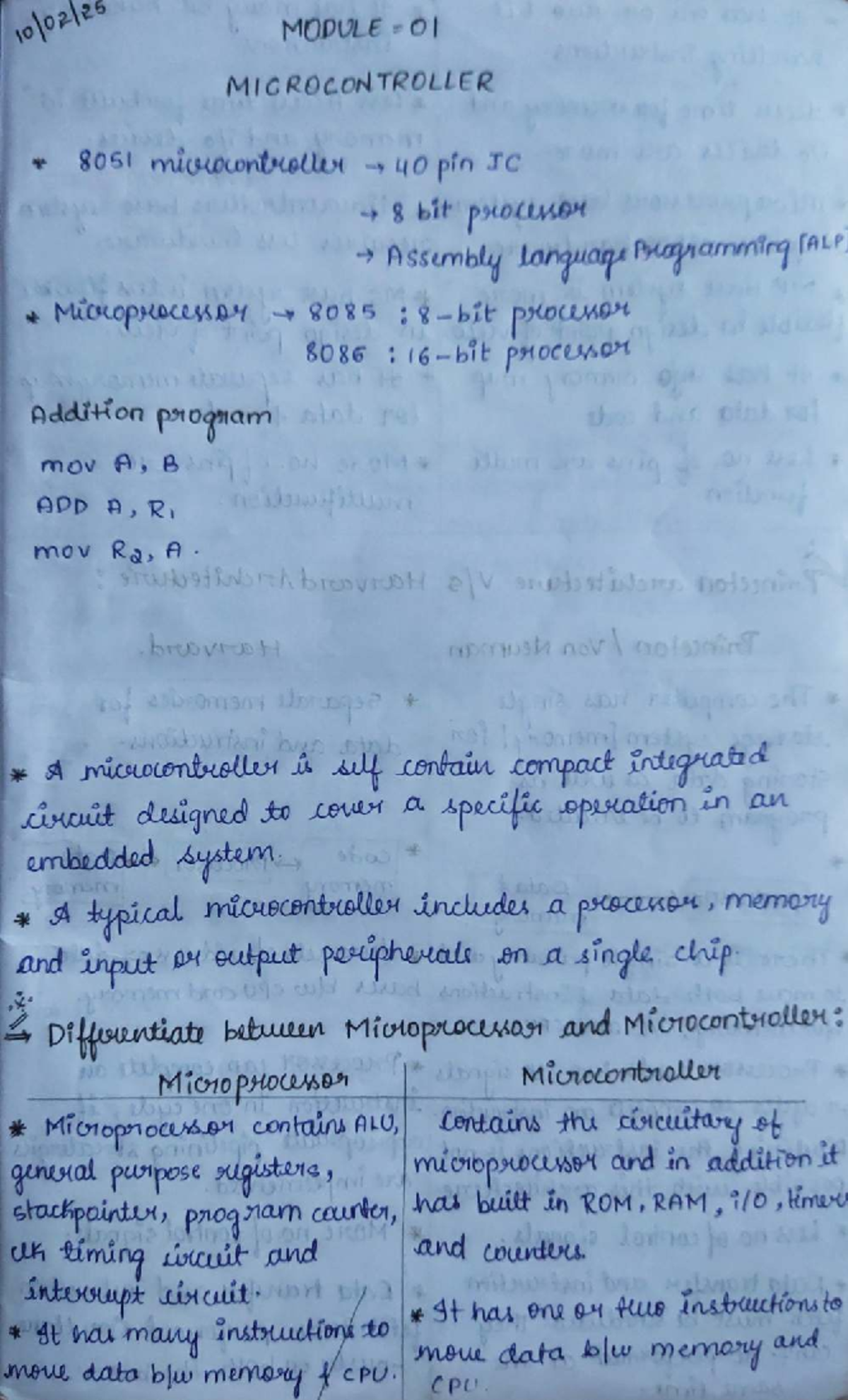 MC 8051 Microcontroller Notes: Assembly Language & Architecture ...