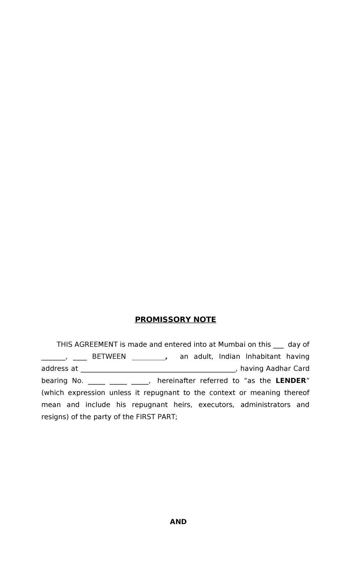 Promissory note agreement details and terms for loan repayment - Studocu