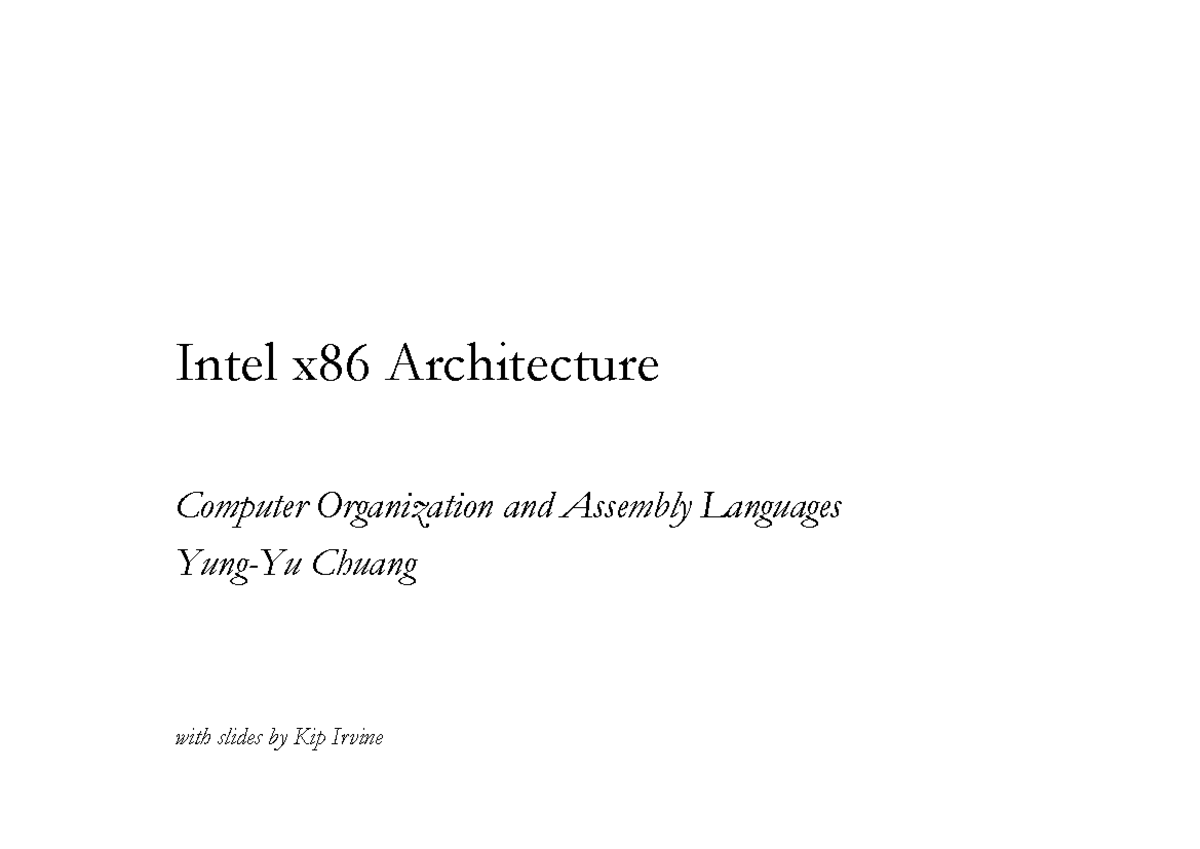 X86 Architecture Overview: Intel Microprocessors & Assembly Notes - Studocu
