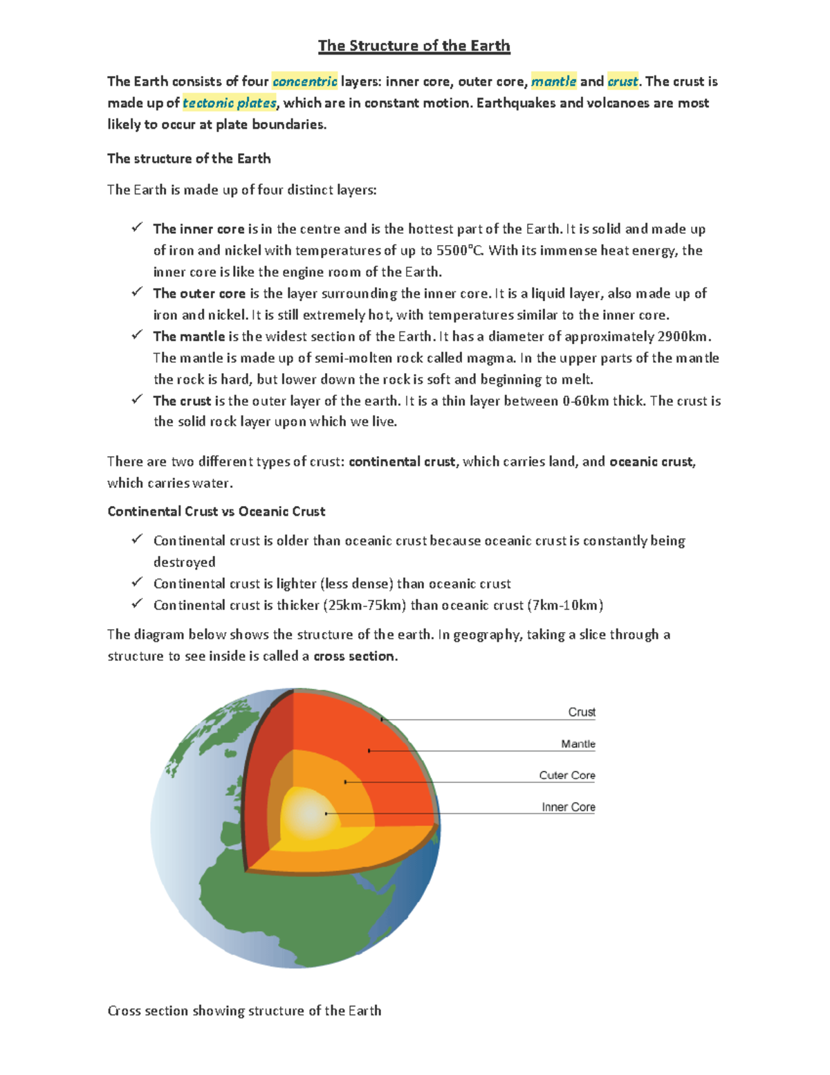 Grade 10 Geography: The Structure of the Earth and Plate Tectonics ...