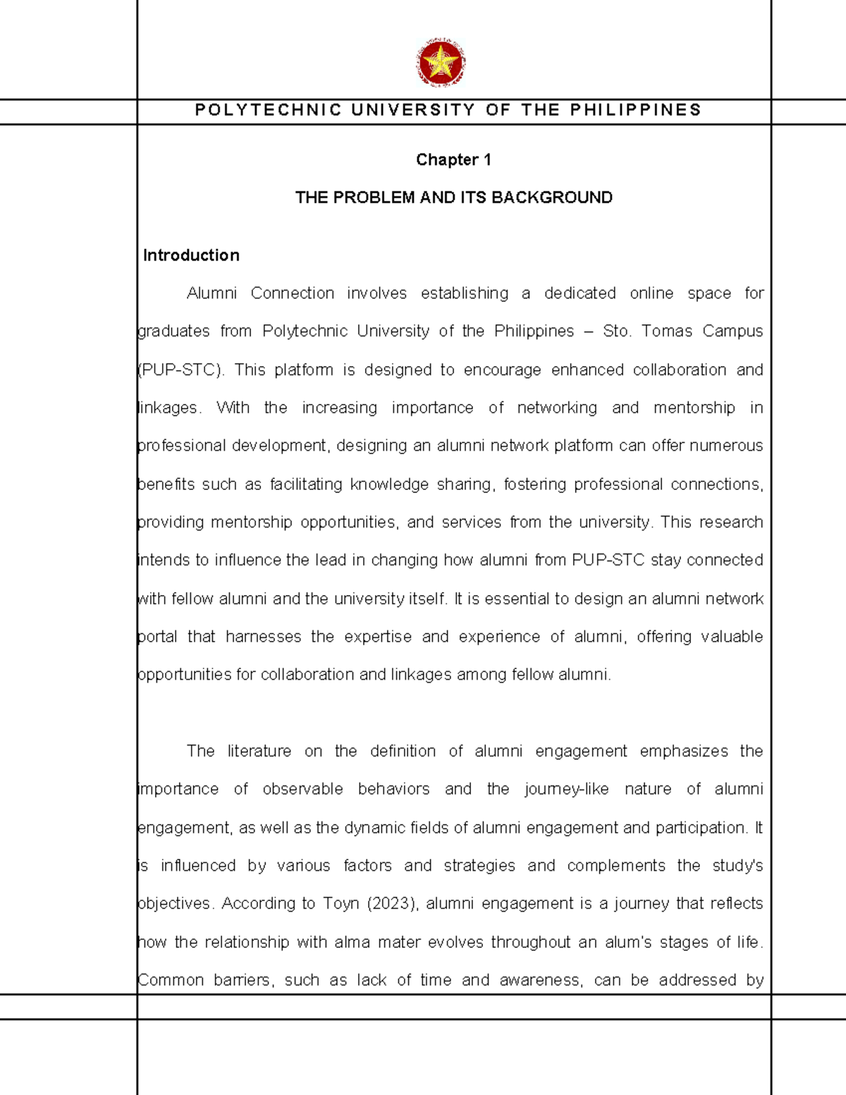 Capstone Project: Alumni Engagement Portal Development (Chapters 1-5 ...